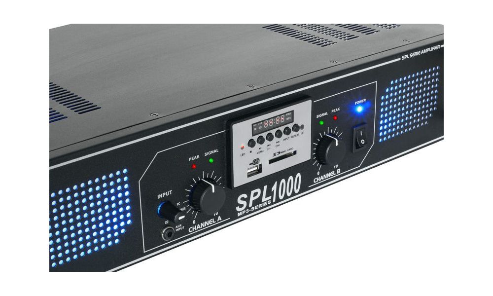 ⚡ Skytec Spl 1000Mp3 Amplificador Con Leds Azules